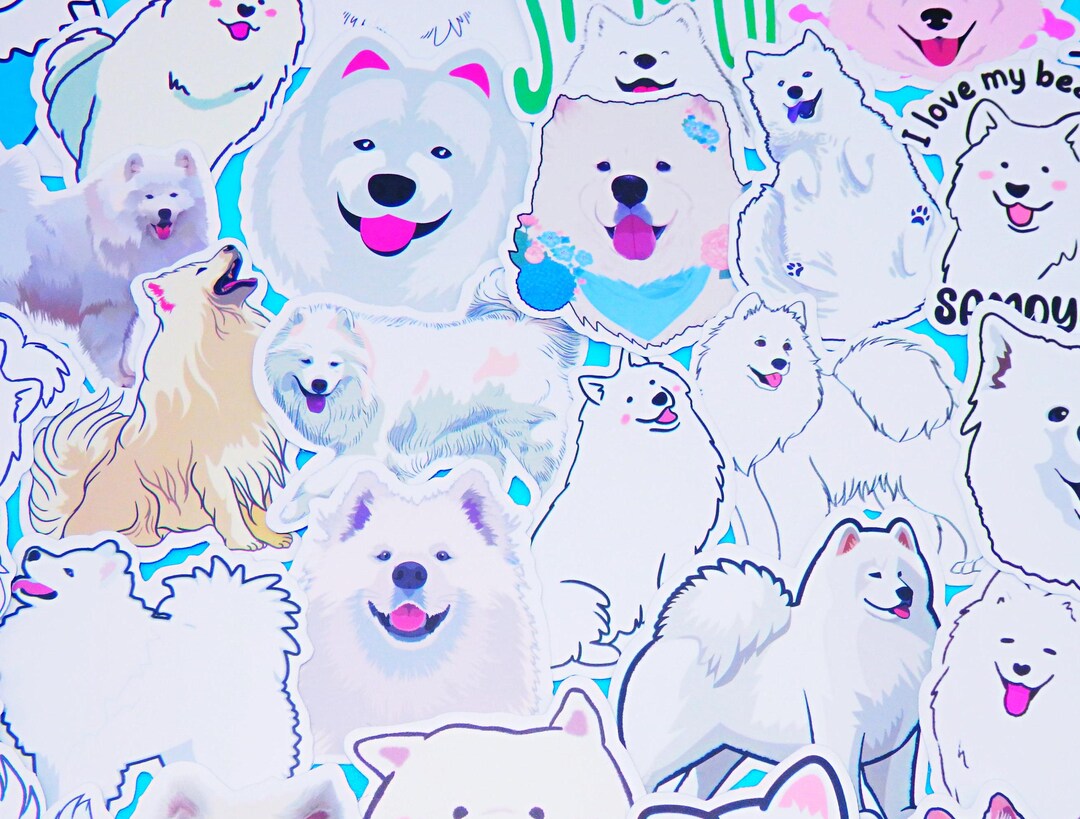 Samoyed Stickers Pack, 50 Pieces a Pack, Dog Stickers, Waterproof ...