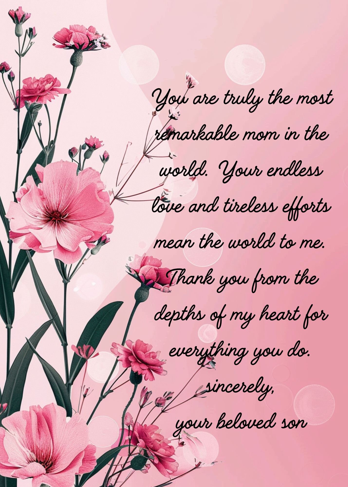 Awesome Mom Greeting Card - Floral 'for the Love, the Care and Endless ...