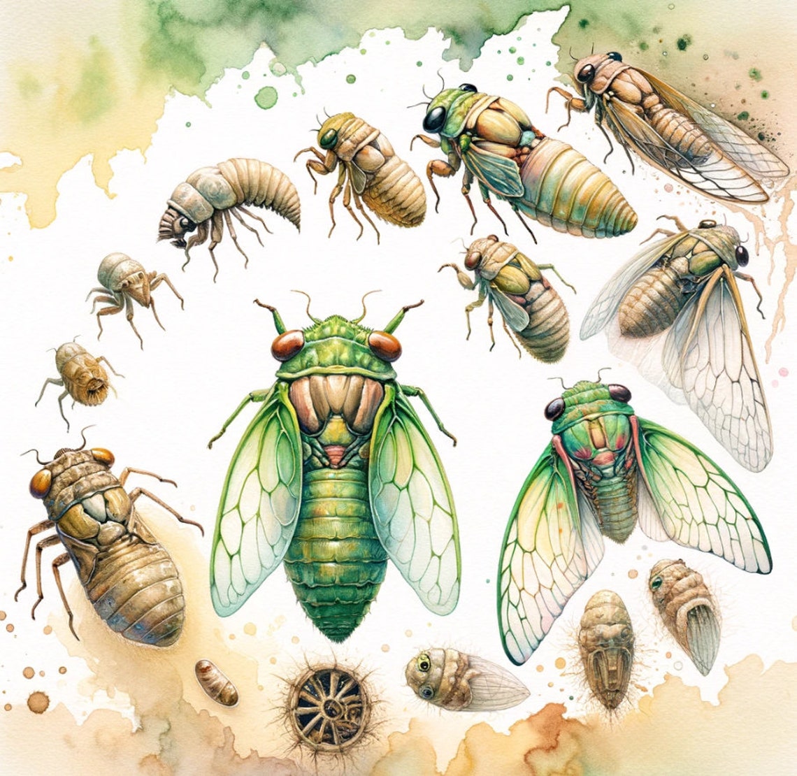 Water Paint Cicada - Etsy