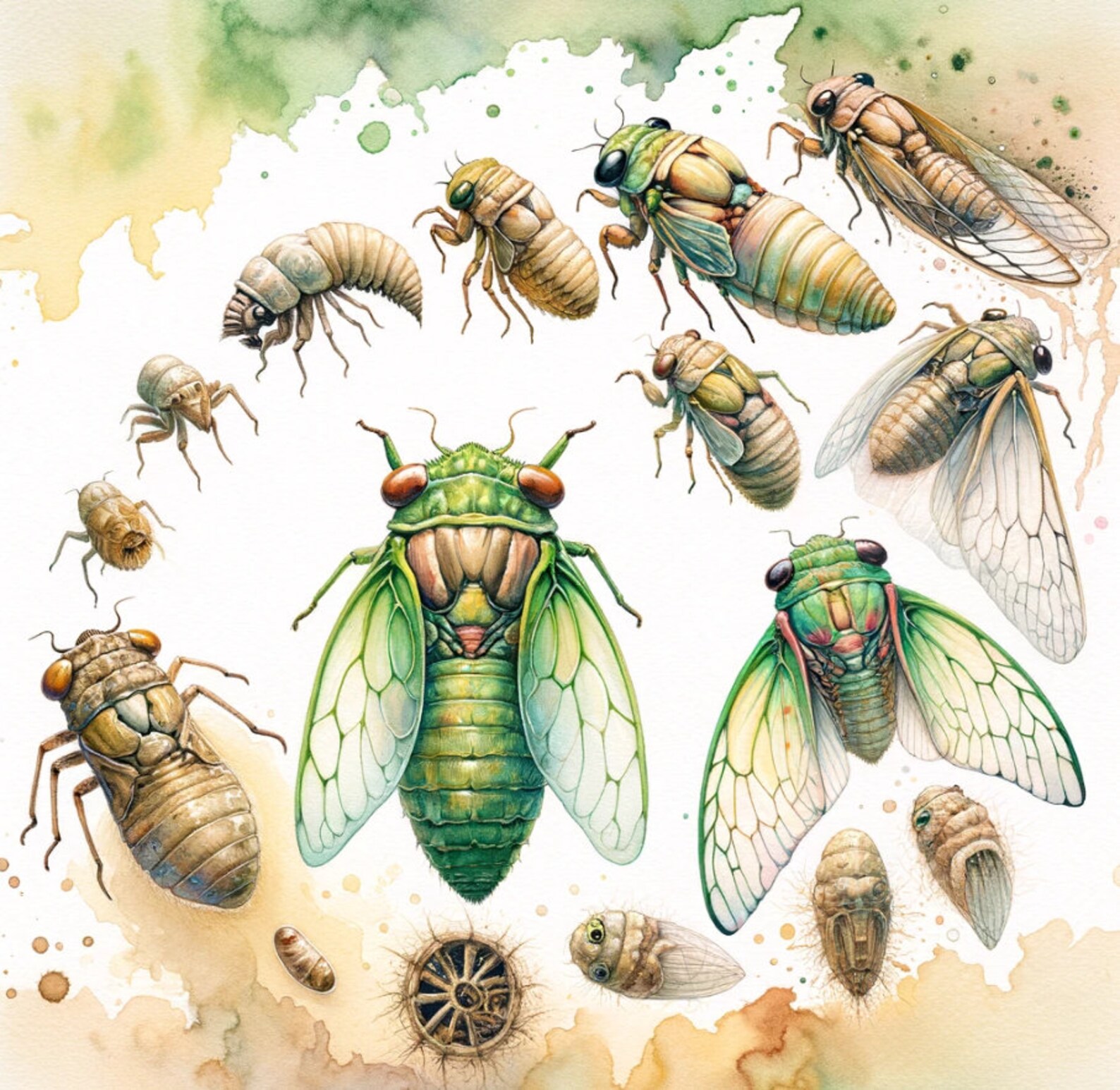 Water Paint Cicada - Etsy
