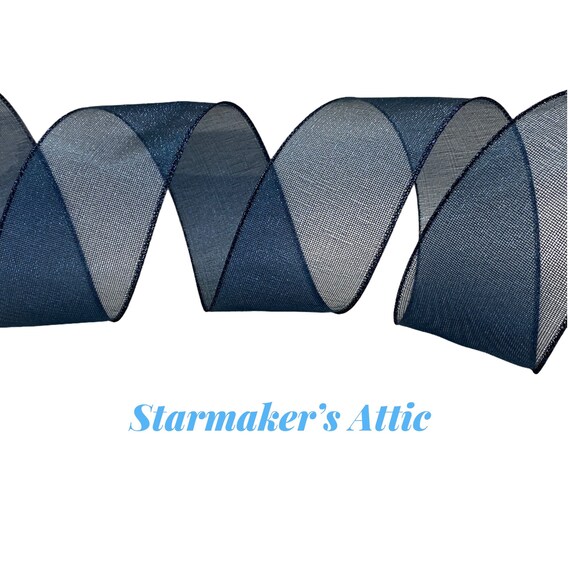 Beautiful 2.5 inch Wired Sheer Ribbon in Navy Blue 5 Yards | Etsy