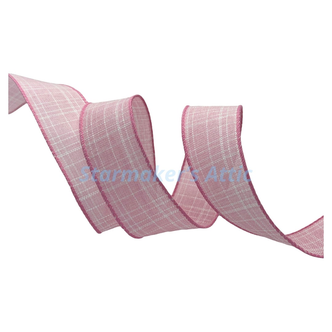 Beautiful 1.5 Inch Wired Pink & White Textured Ribbon - 5 Yards Great ...