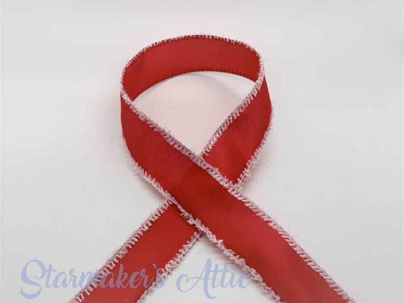 Beautiful 1.5 inch Wired Red Satin Ribbon with Soft White | Etsy