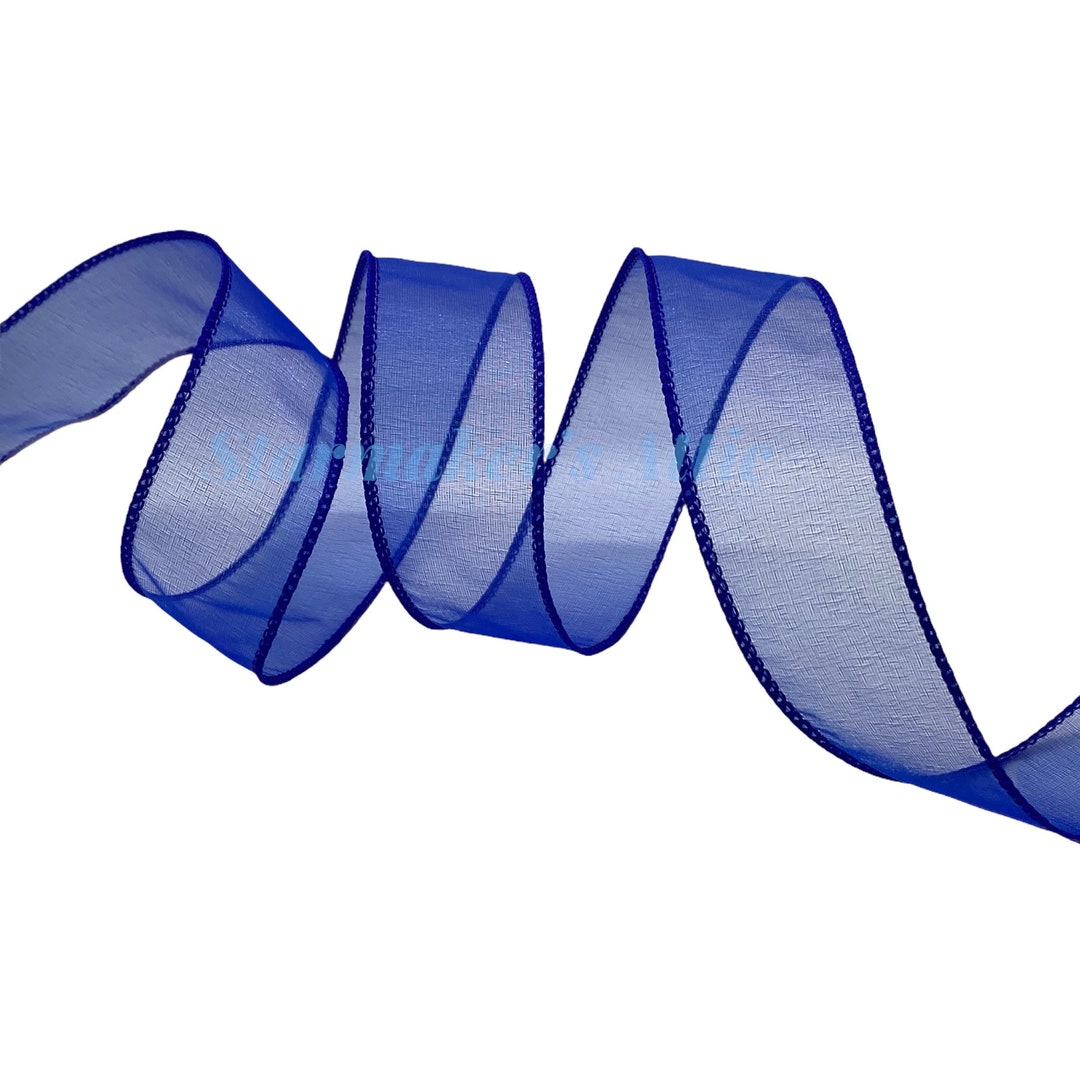 Beautiful 1.5 Inch Wired Sheer Royal Blue Ribbon - 5 Yards Perfect for ...