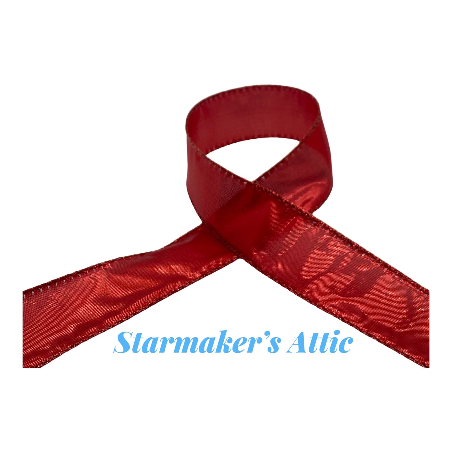 Beautiful 1.5 Inch Wired Metallic Ribbon in Red With Threaded - Etsy