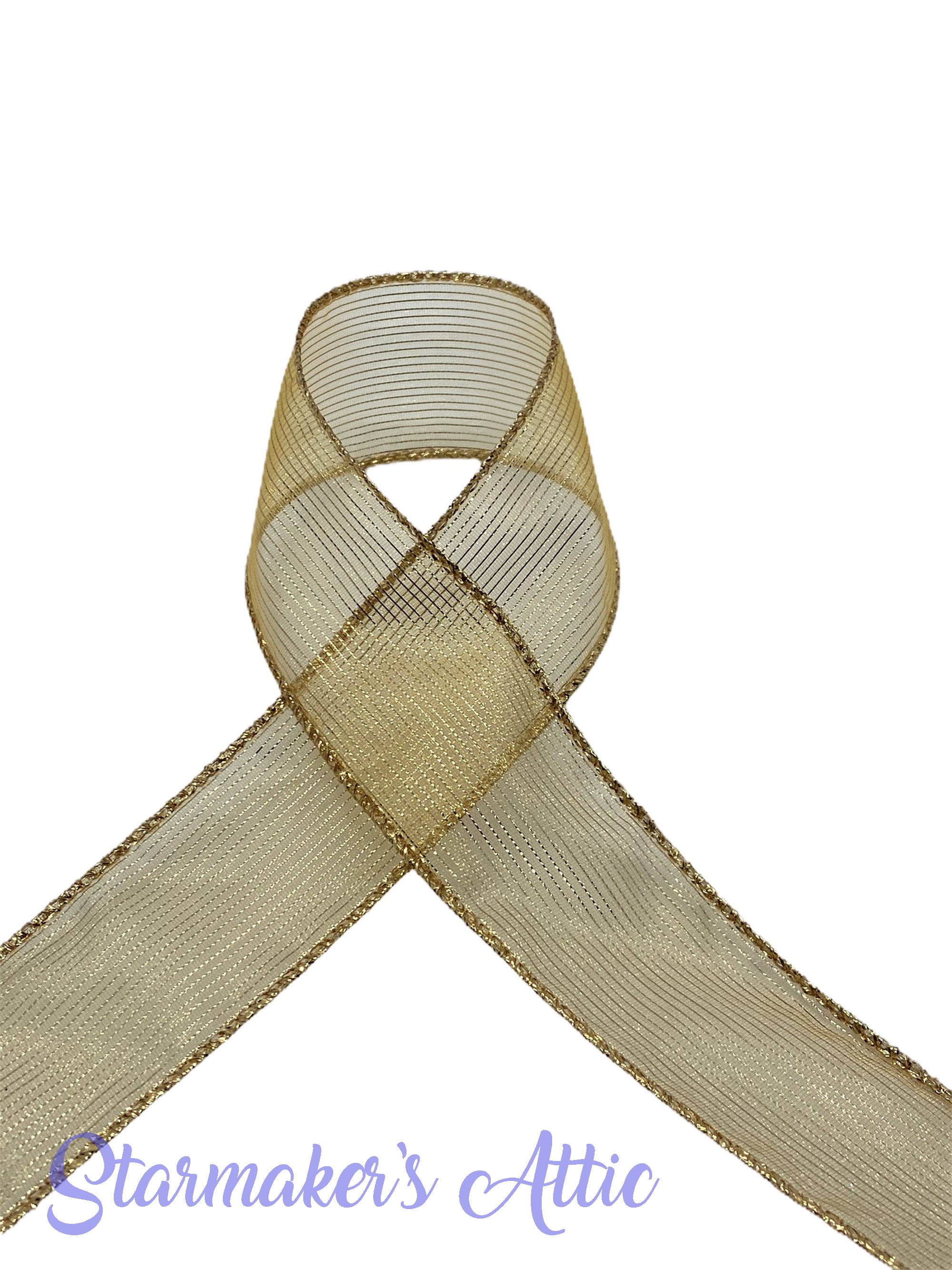 Beautiful 1.5 inch Sheer Gold Ribbon With Gold Metallic | Etsy