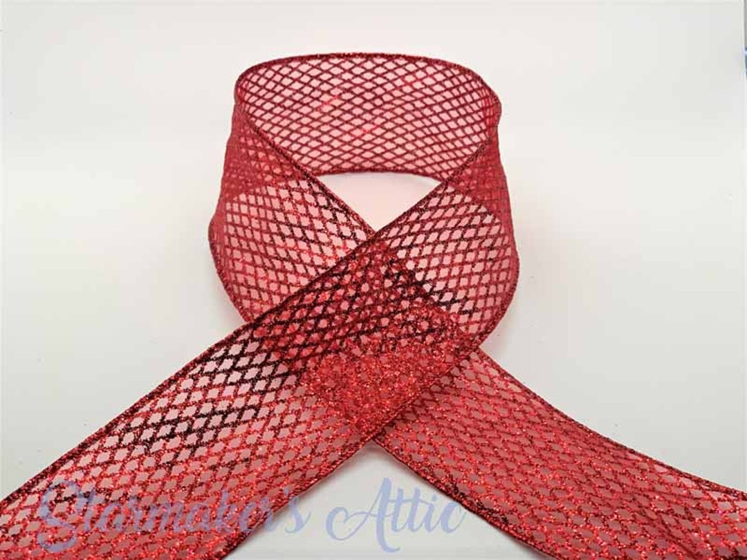 Beautiful 2.5 Inch Wired Red Mesh Ribbon - 5 Yards Great for Bows ...