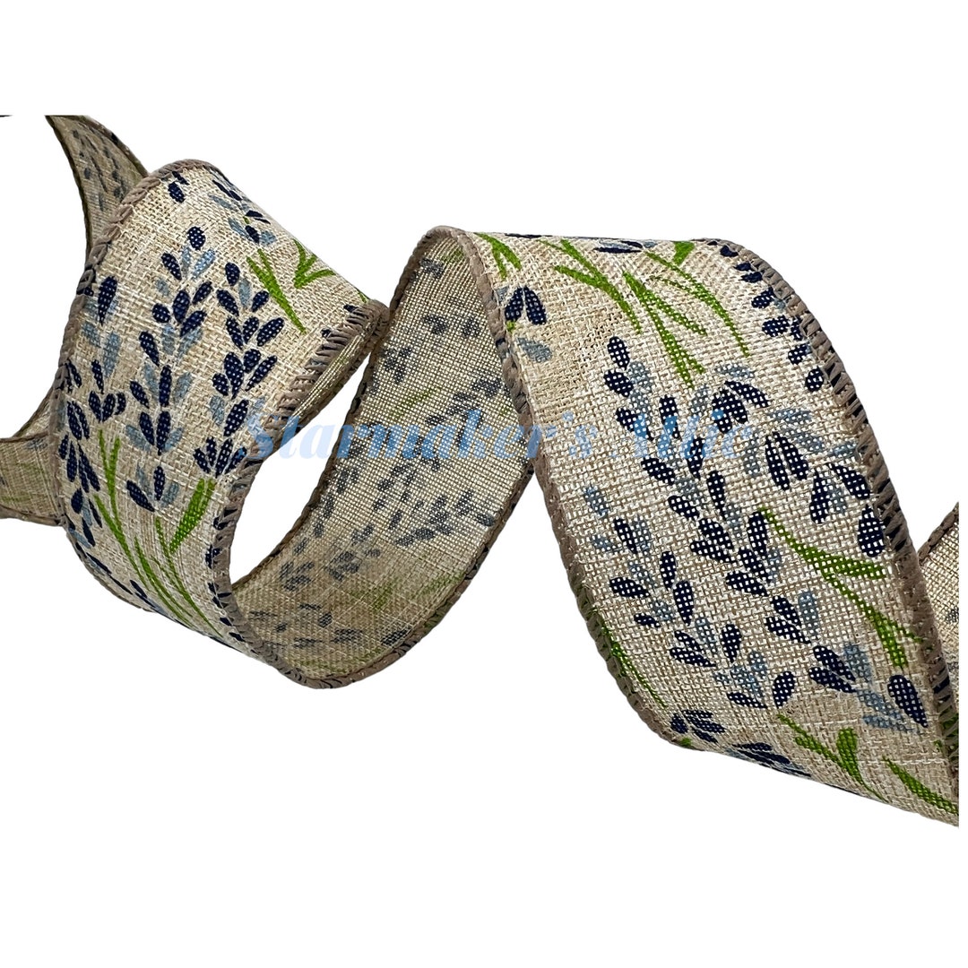 5 YARDS of Lovely 1.5 Inch Wired Natural Ribbon With Two-tone ...