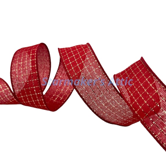 Beautiful 1.5 Inch Wired Red Ribbon With Gold Metallic Threads - Etsy