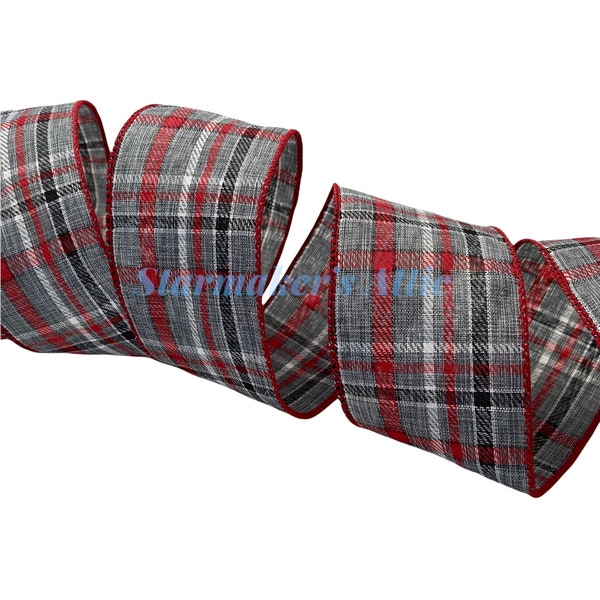 Gray Plaid Ribbon - Etsy