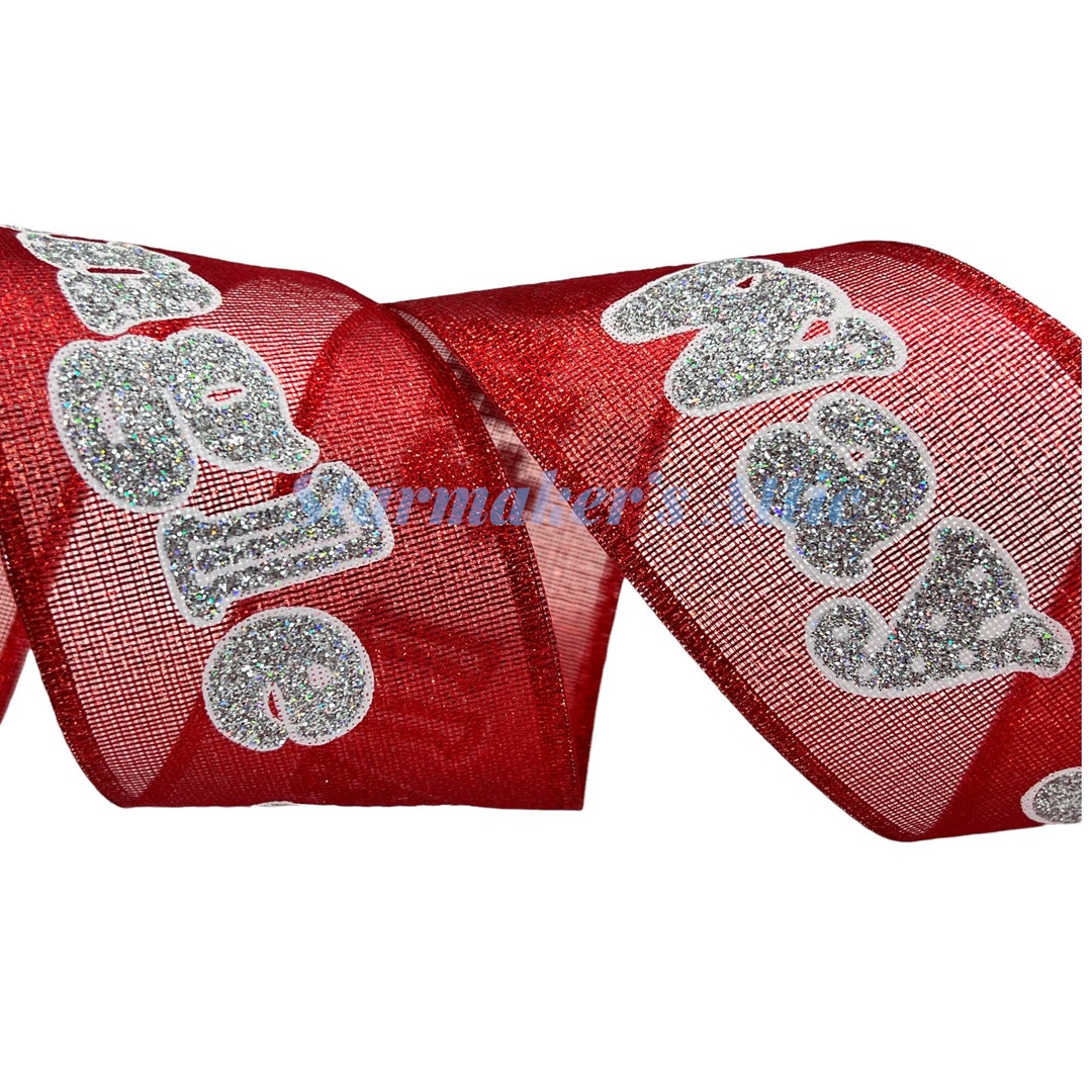 Beautiful 2.5 Inch Wired Sheer Red Metallic Ribbon With Jingle All the ...