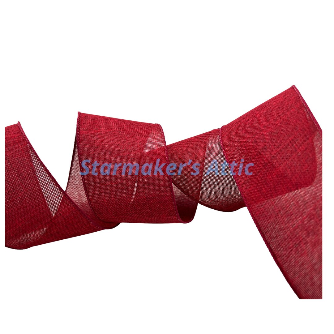 Beautiful 2.5 Inch Wired Denim Ribbon in Burgundy - 5 YARDS for Bows ...