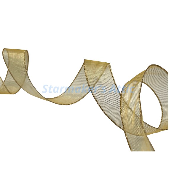 Beautiful 1.5 Inch Sheer Gold Ribbon With Gold Metallic - Etsy