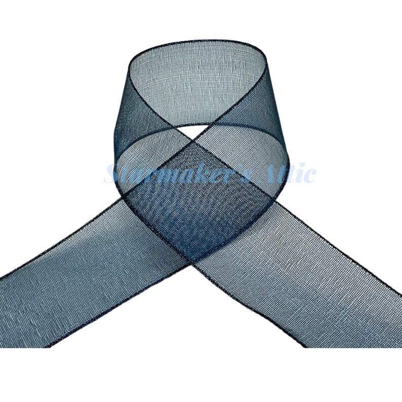 Beautiful 2.5 Inch Wired Sheer Ribbon in Navy Blue 5 Yards - Etsy