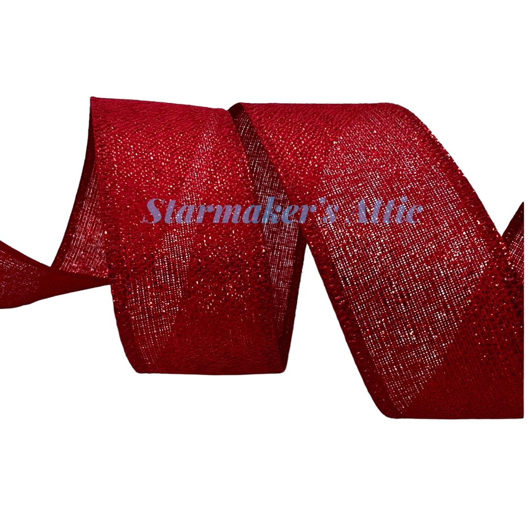 Lovely 1.5 Inch Wired Sands Ribbon in Metallic Red - 5 YARDS for Bows ...