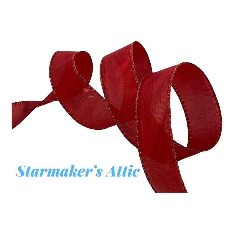 Beautiful 1.5 Inch Wired Metallic Ribbon in Red With Threaded - Etsy