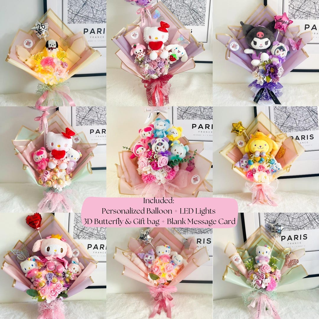 Sanrio Bouquet,sanrio, Sanrio Plush, Kawaii Sanrio, Graduation Bouquet, Birthday Gift, Hello ...