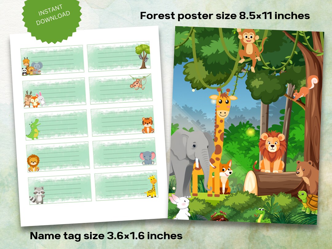 School Name Tag,classroom Name Labels,forest Animal Name Tags,forest ...