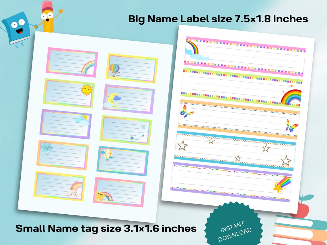 School Name Tag,classroom Rainbow Name Labels,school,name Labels ...