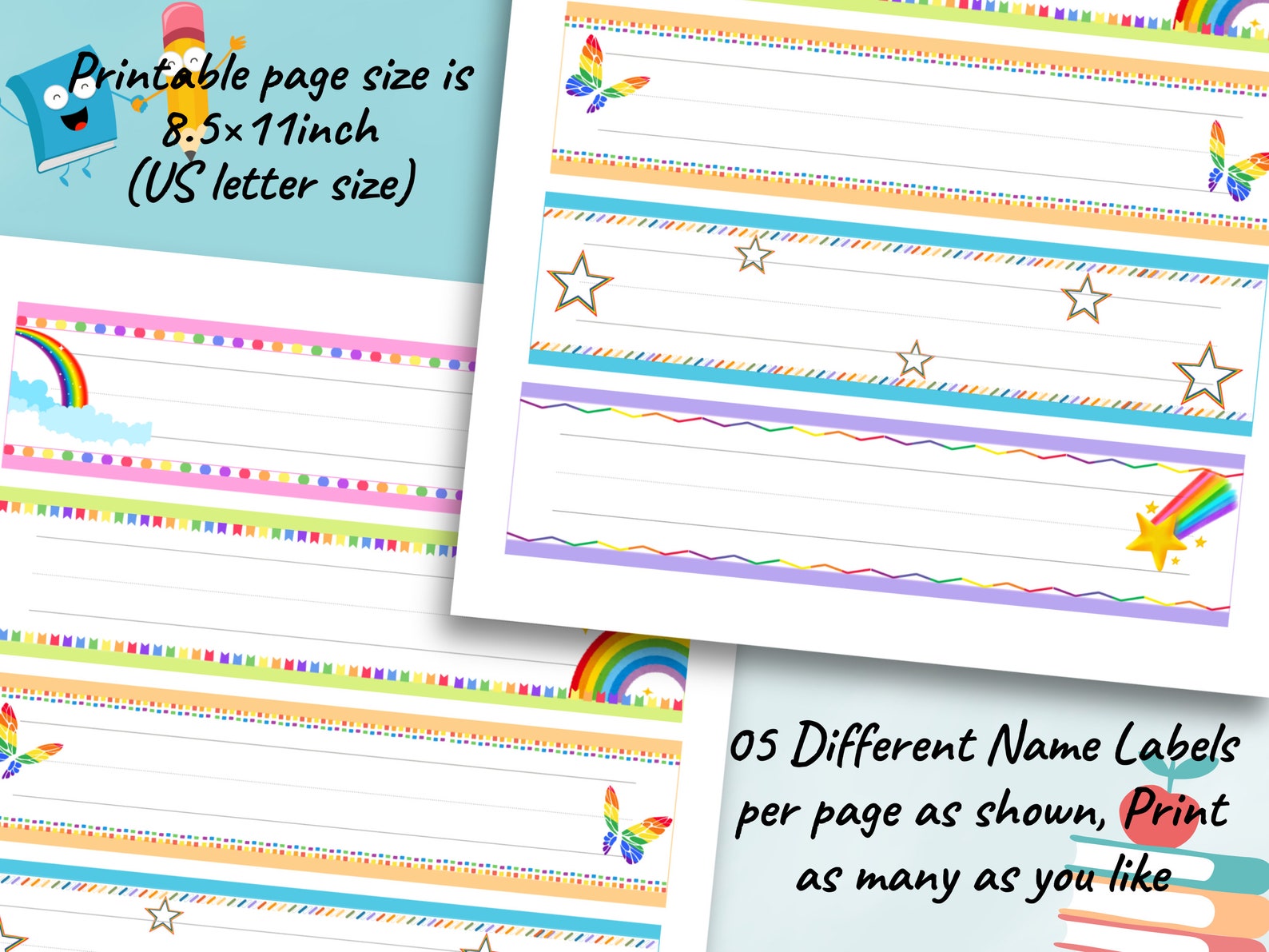 School Name Tag,classroom Rainbow Name Labels,school,name Labels ...