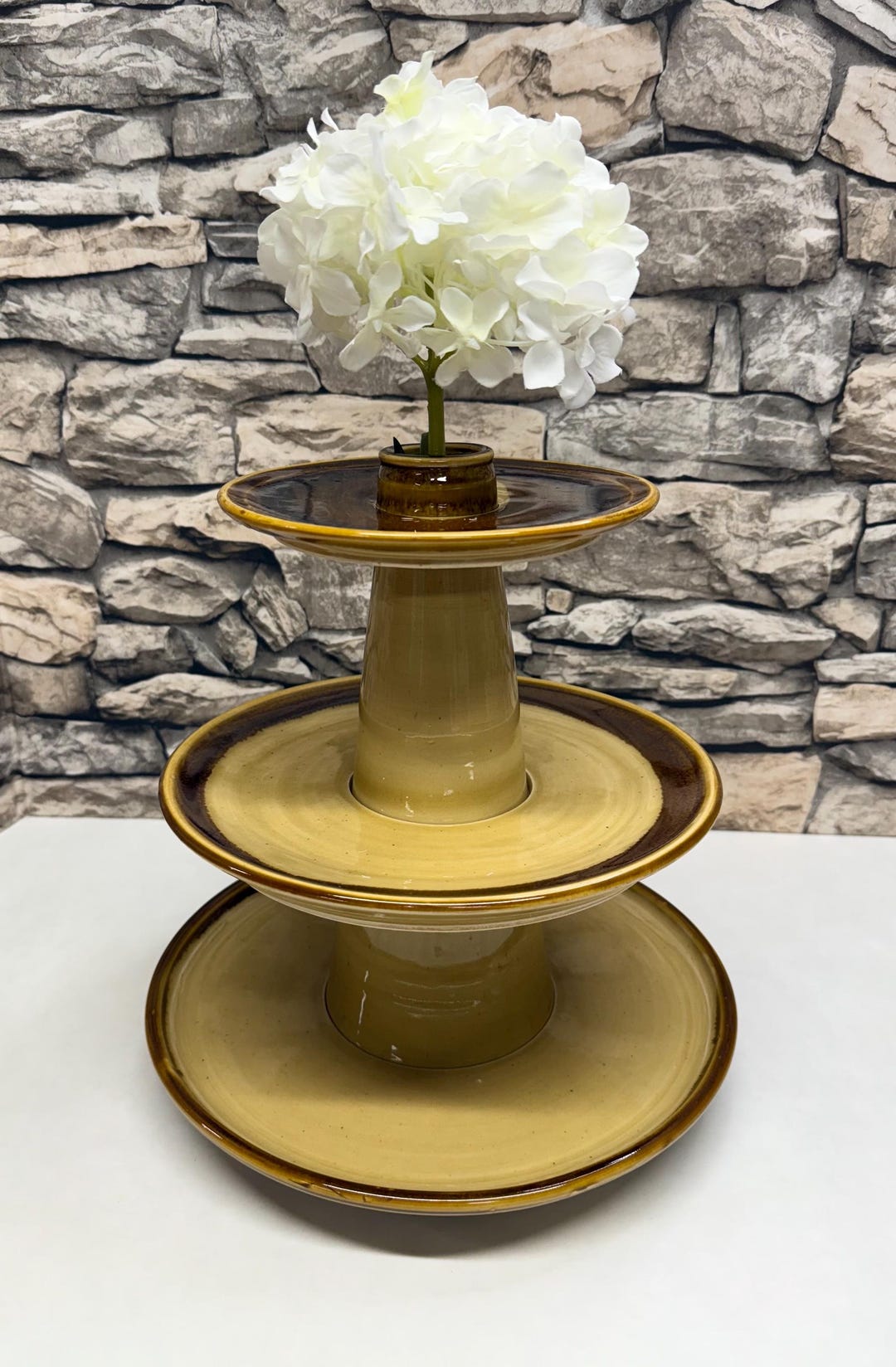 Handmade 3-tier Ceramic Dessert Stand With Flower Vase | Wheel-thrown ...