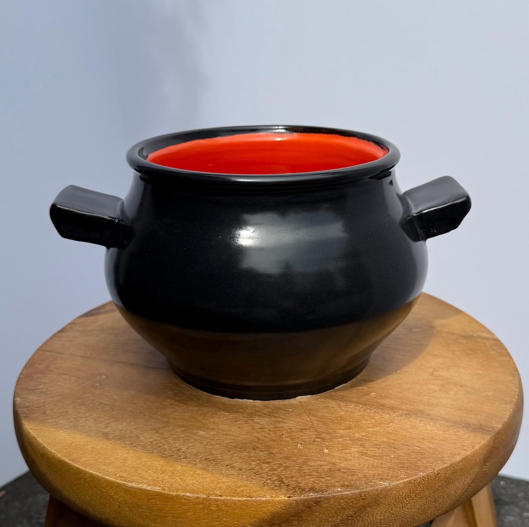 Handmade Porcelain Halloween Cauldron – Black With Orange Interior - Etsy