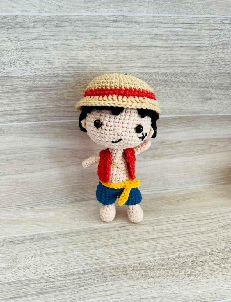 Crochet One Piece Luffy Amigurumi Doll: Straw Hat Pirate - Etsy
