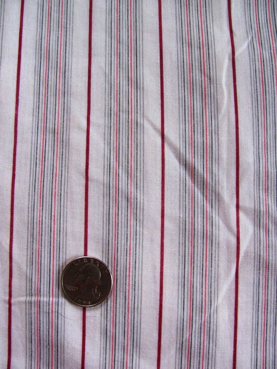 Items similar to Vintage Red Striped Fabric on Etsy