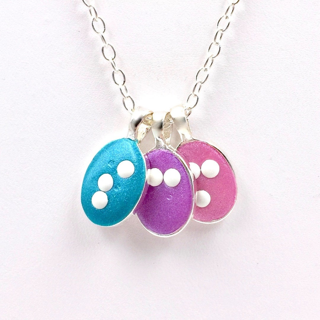 TINY Oval Braille Pendant Necklace - 3 Charms - 1 Letter Each, Large ...
