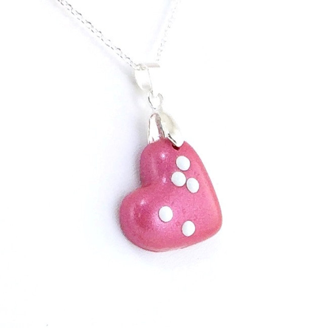 Heart Braille Pendant Necklace - 1 or 2 Letters - Initials ...