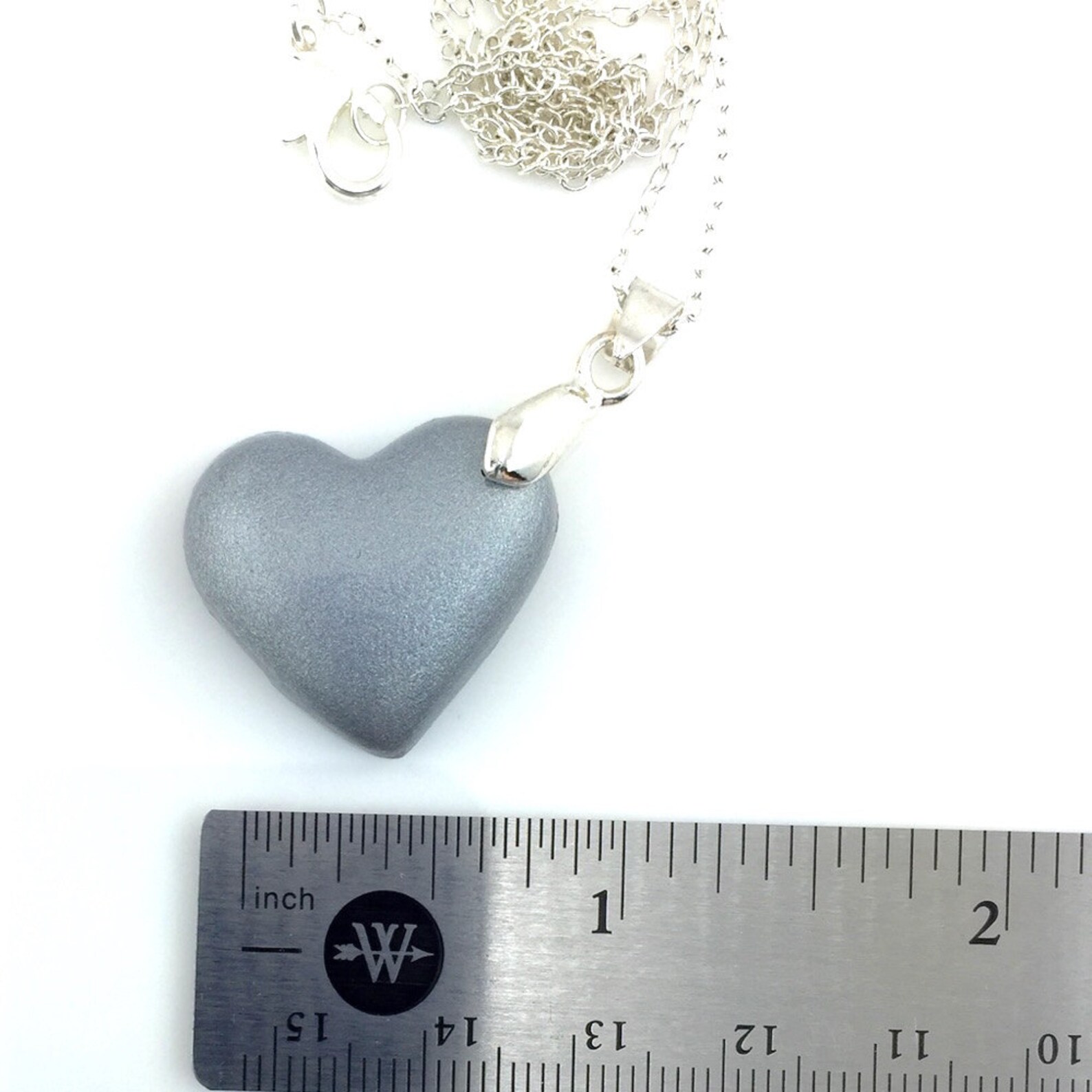 Silver Clay Heart Pendant Simple Heart Necklace Silver - Etsy