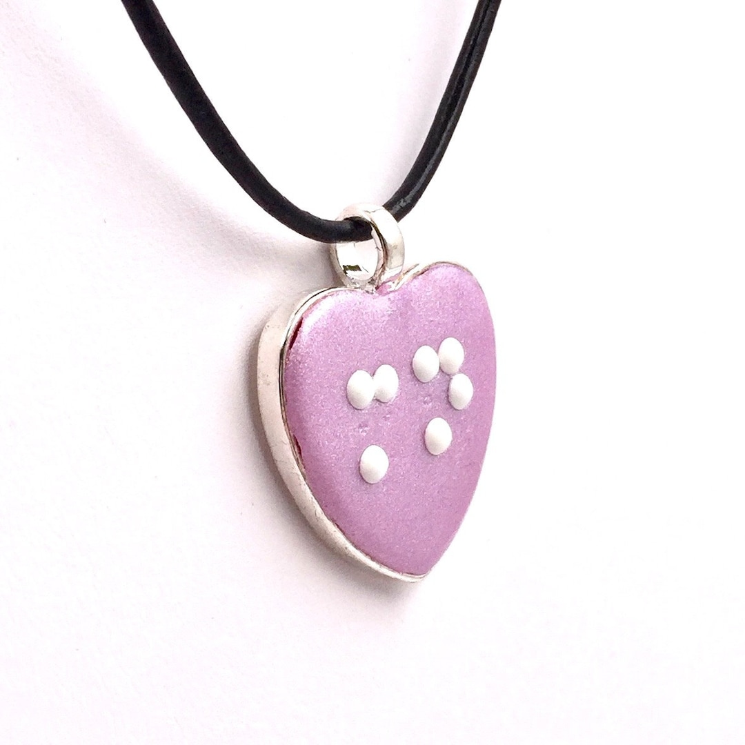 Heart Braille Pendant Necklace - 1 or 2 Letters - Initials ...