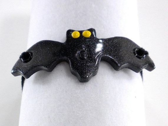 Items similar to Personalized Bat Bracelet - Black Bat Bracelet ...