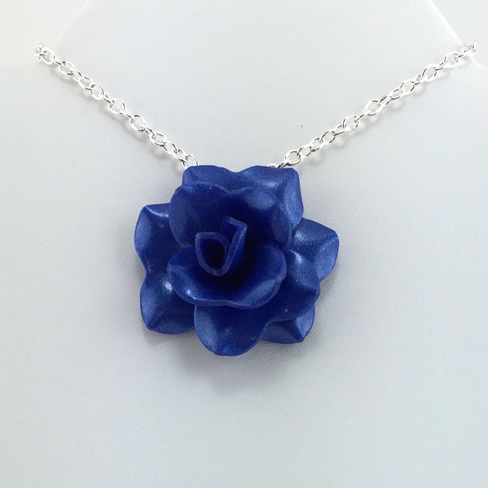 Ultramarine Blue Rose Pendant Simple Rose Necklace Royal | Etsy