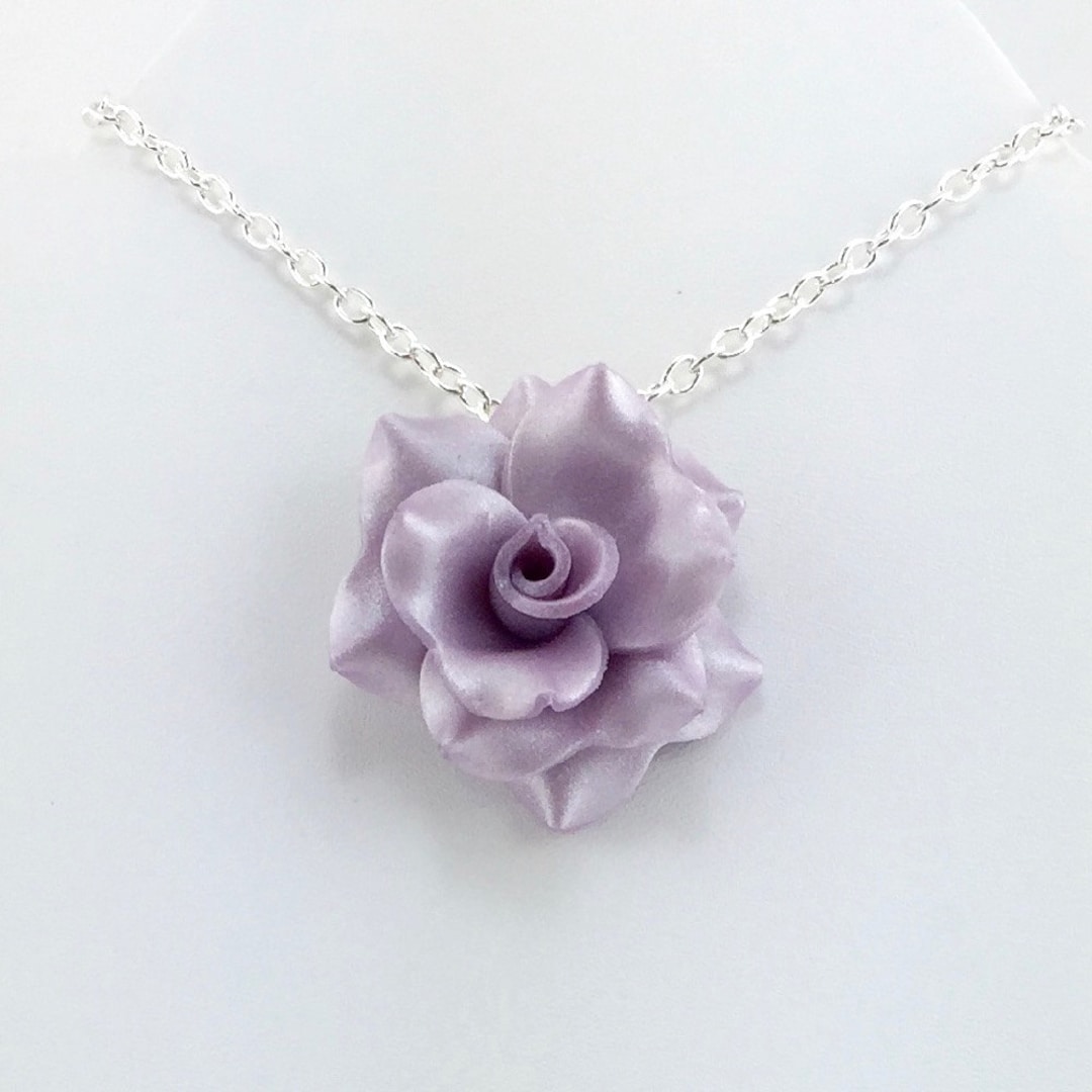 Pastel Purple Rose Pendant - Simple Rose Necklace - Pastel Purple Rose ...