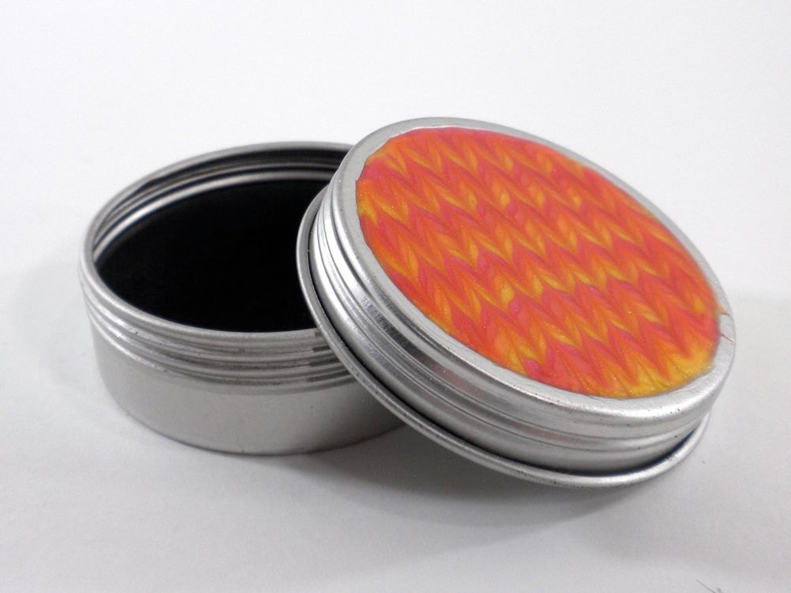 Medium Pill Box With Orange and Yellow Stripes Colorful - Etsy