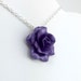Medium Purple Rose Pendant Simple Rose Necklace Medium Purple Rose ...