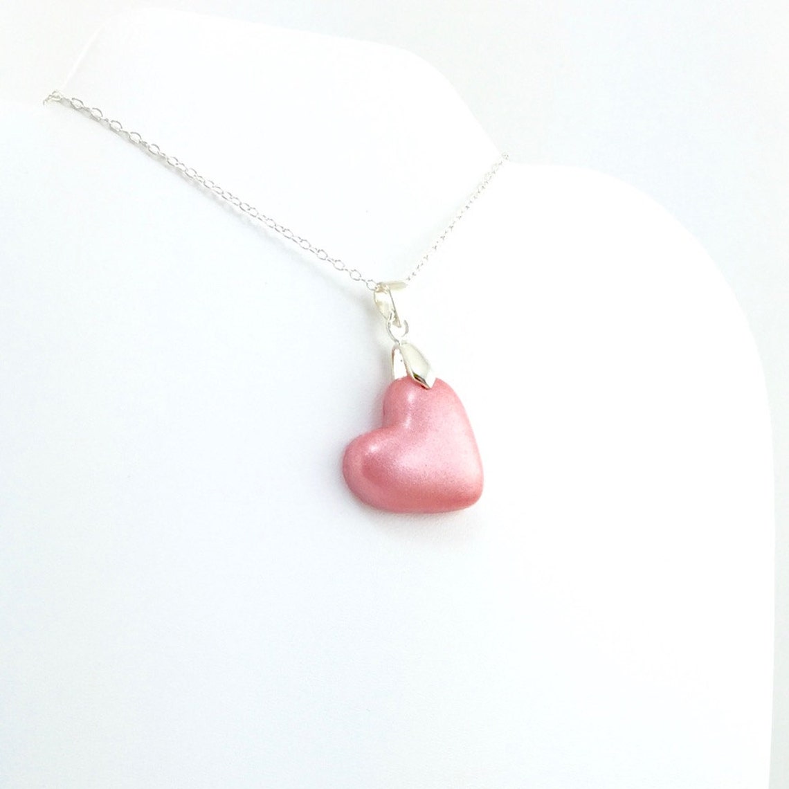 Light Sunset Pink Heart Pendant Simple Clay Heart Necklace - Etsy