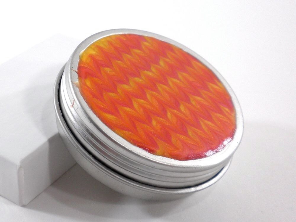 Medium Pill Box With Orange and Yellow Stripes - Colorful Round ...