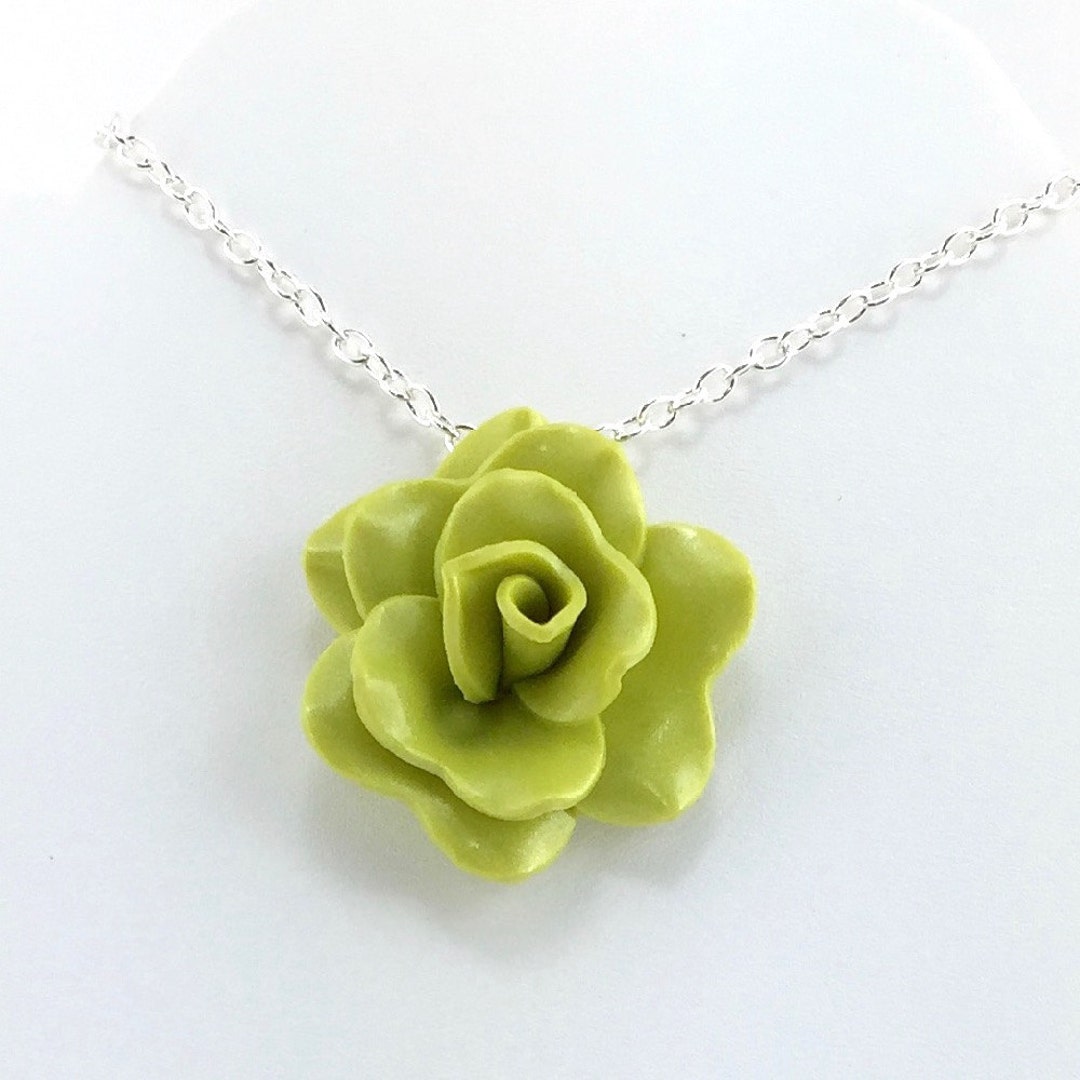 Wasabi Green Rose Pendant Simple Rose Necklace Lettuce - Etsy