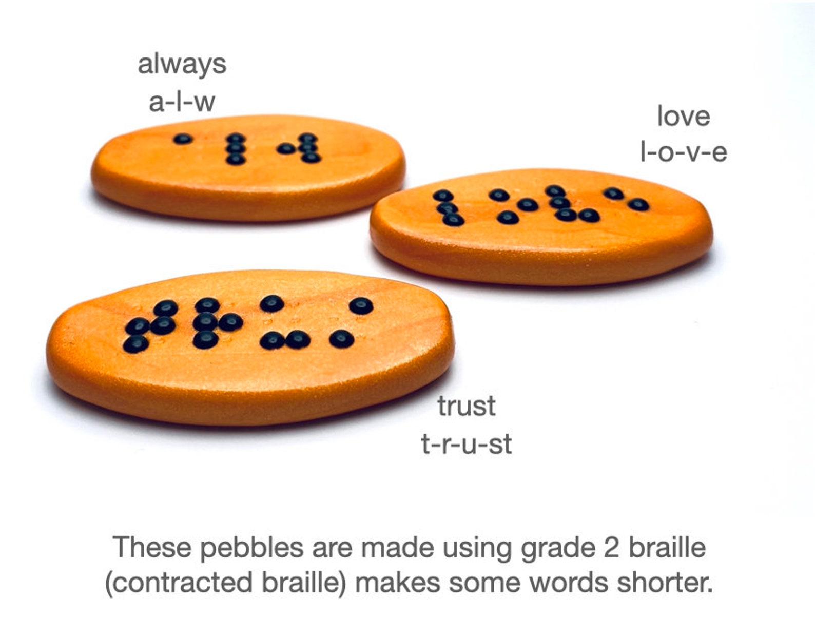 ONE Braille Pocket Pebble - 1 to 5 Letter Word - Inspirational Word ...