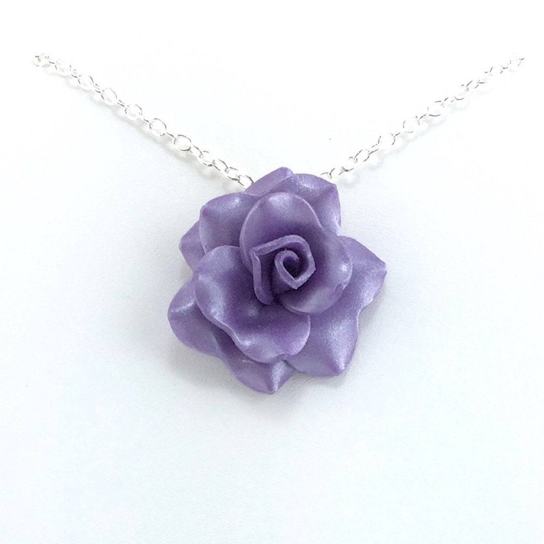 Light Purple Rose Pendant - Simple Rose Necklace - Light Purple Rose ...