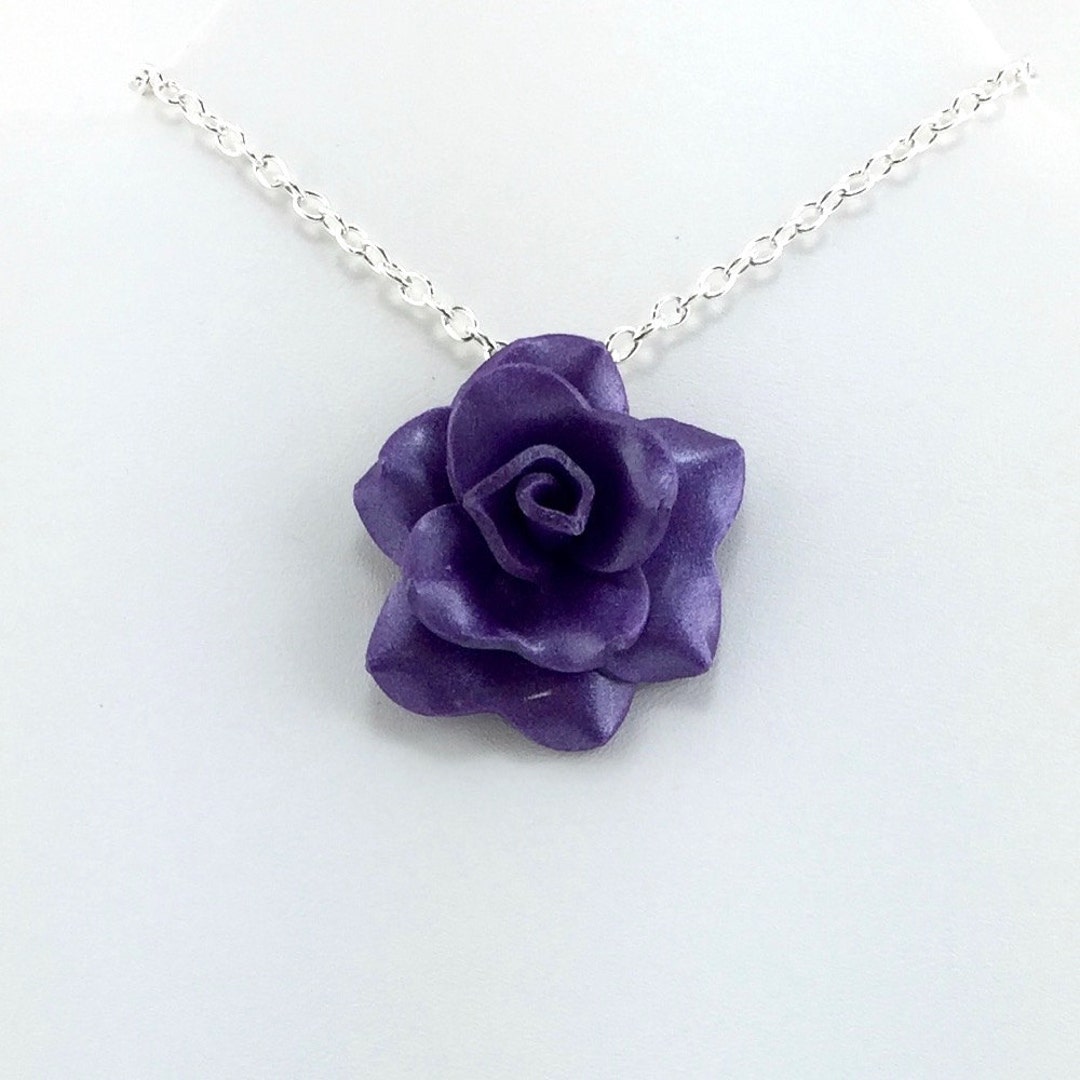 Medium Purple Rose Pendant - Simple Rose Necklace - Medium Purple Rose ...