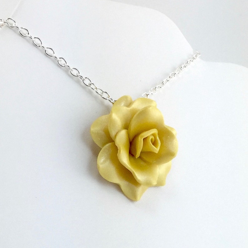 Light Golden Yellow Rose Pendant Simple Rose Necklace - Etsy