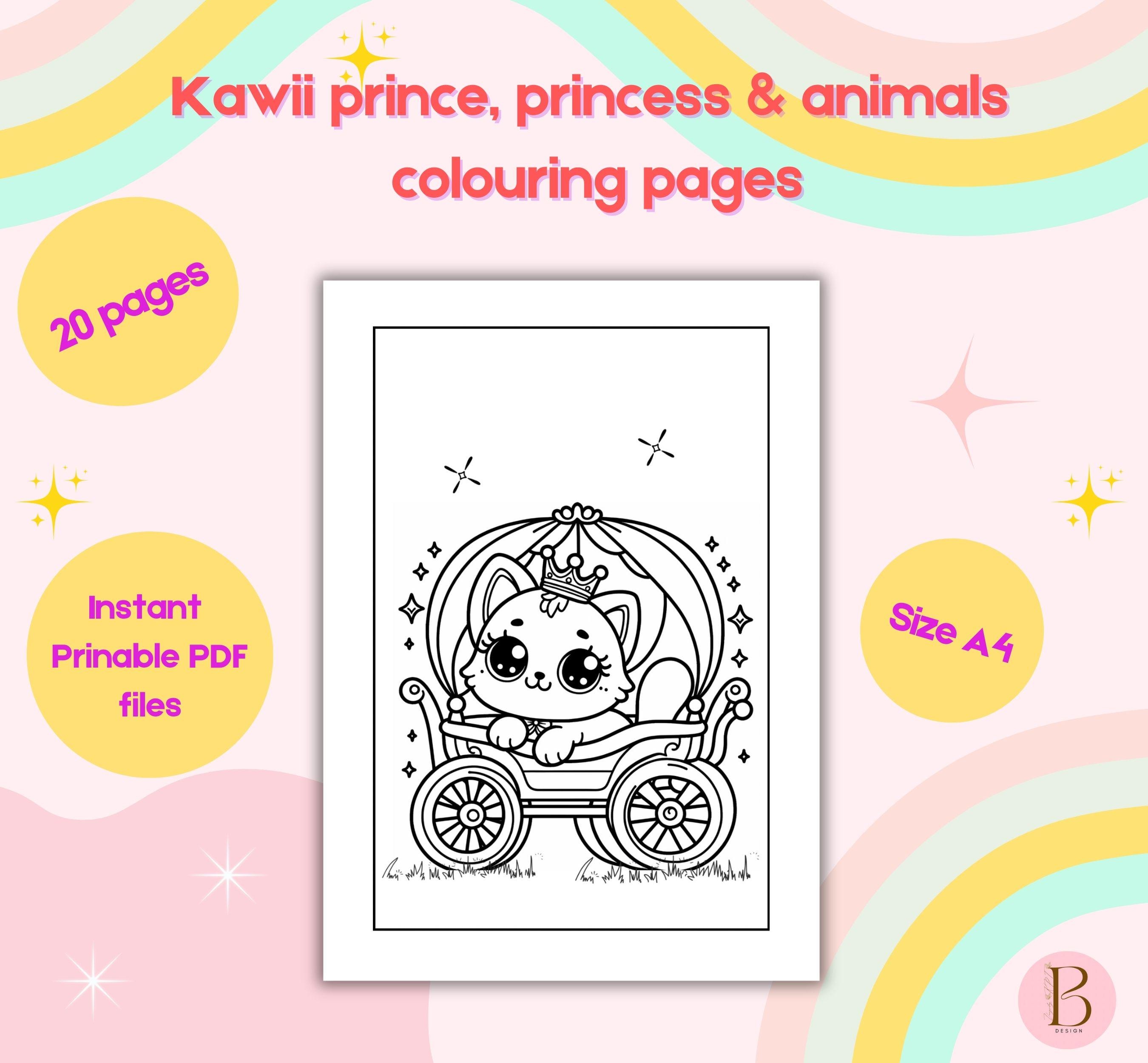 Kawii Printable Colouring Pages for Kids /cute Prince and Princess ...