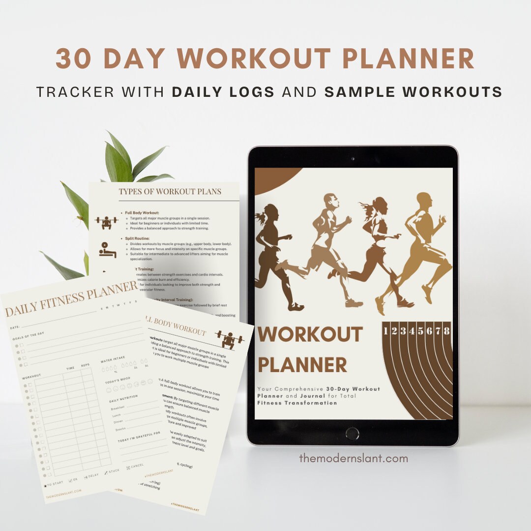 Fitness Planner & Journal 30-day Workout Tracker/ Goal Setter for ...