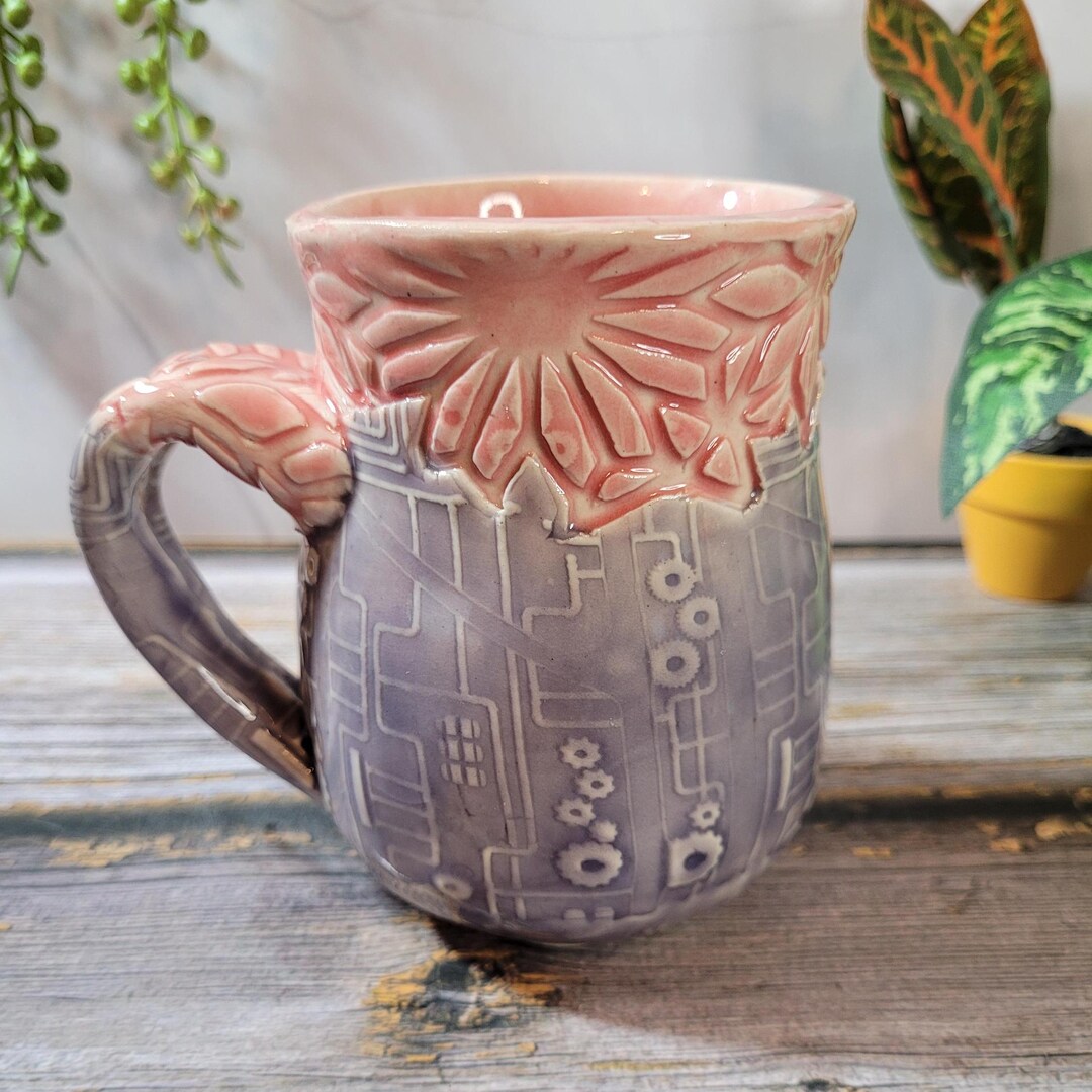 Sweet Steampunk Mug - Purple, Coral Colors - Etsy