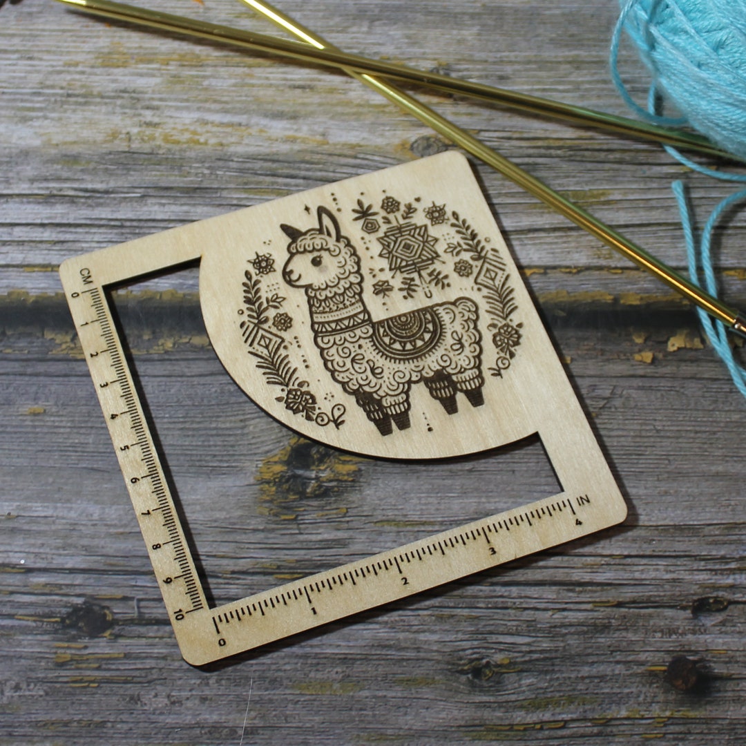 Folk Art Sheep Gauge Swatch Ruler in Inches and Centimeters, 4 Inch-10 ...