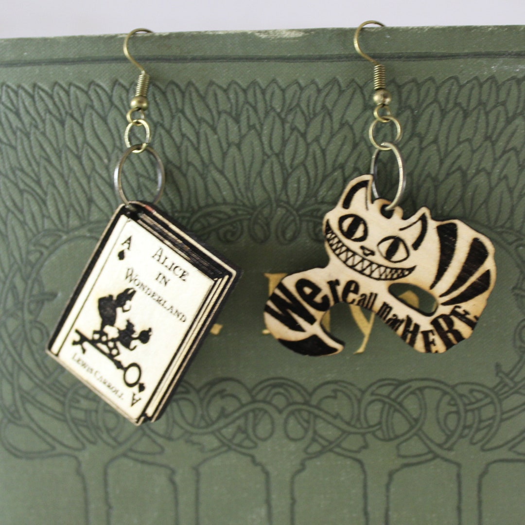 Alice in Wonderland Laser Cut Wood Earrings - Etsy
