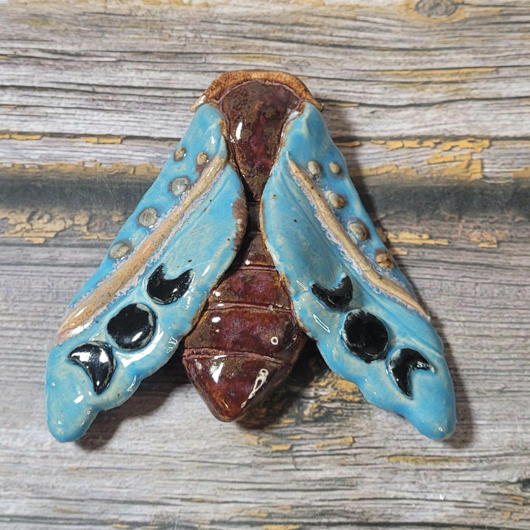 Handmade Ceramic Moth, for Desk or Wall, Blue Brown - Etsy